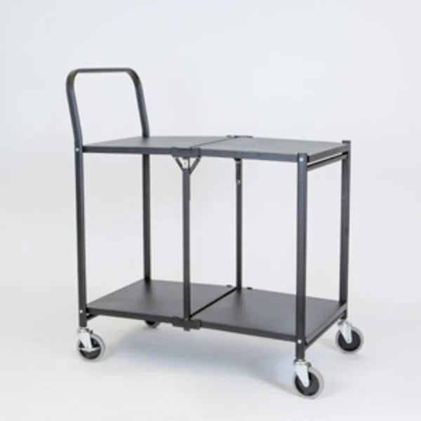 Folding Push Trolley – 860x490x1005mm – 2 Tier, Solid Shelves, Foldabl ...