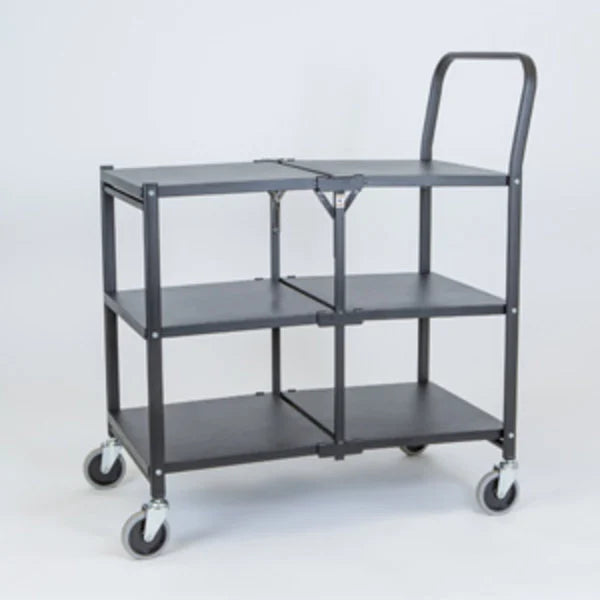 Folding Push Trolley – 860x490x1005mm – 3 Tier, Solid Shelves, Foldabl ...