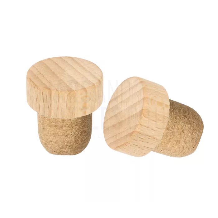 19mm Hybrid Cork Stopper (Wooden Top) – AB Handling & Packaging
