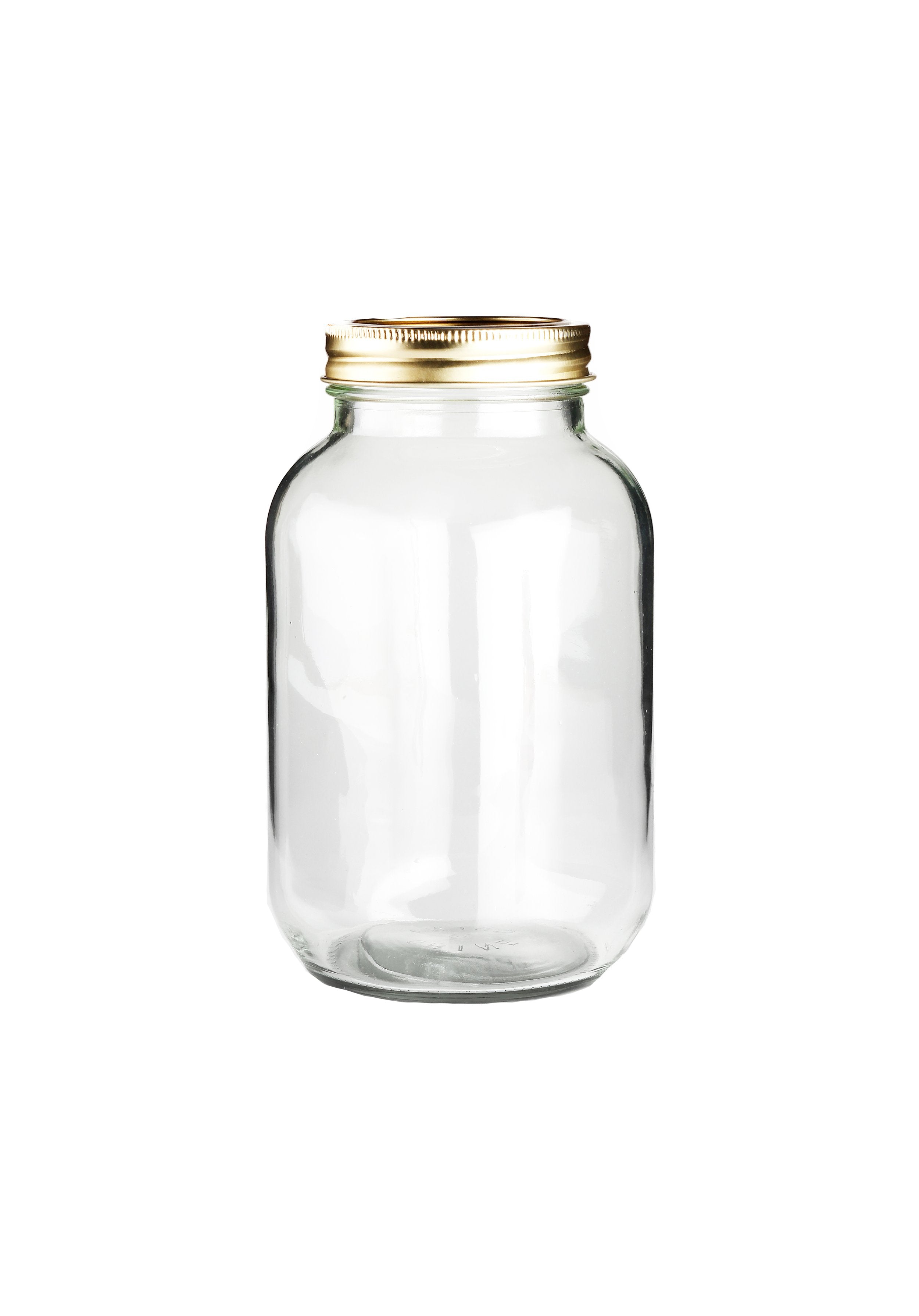 1 Litre Plain Glass Mason Jar with 2 Piece Gold Lid – AB Handling ...